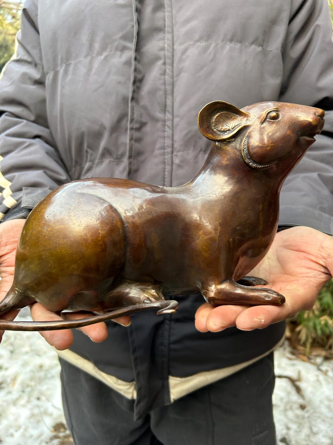 Copper Huge Rat Statue, Collectible Mouse Rodent Red Copper, Home ...