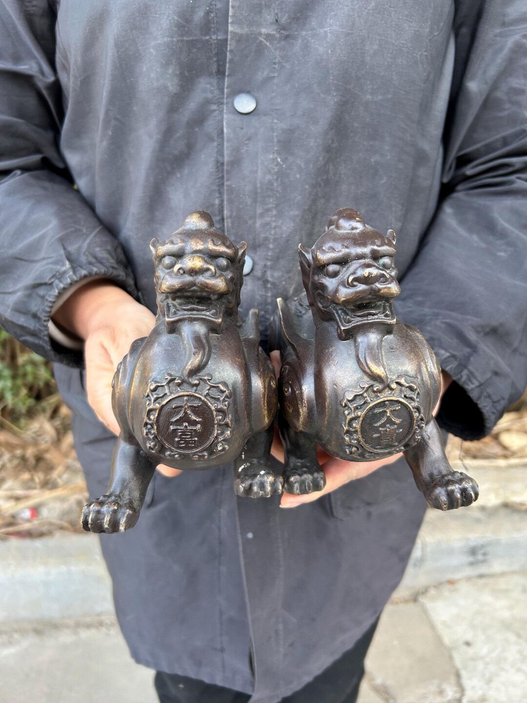 A Pair Brass Pixiu Statue Unicorn Dragon Hinged Metal Trinket Box,solid ...
