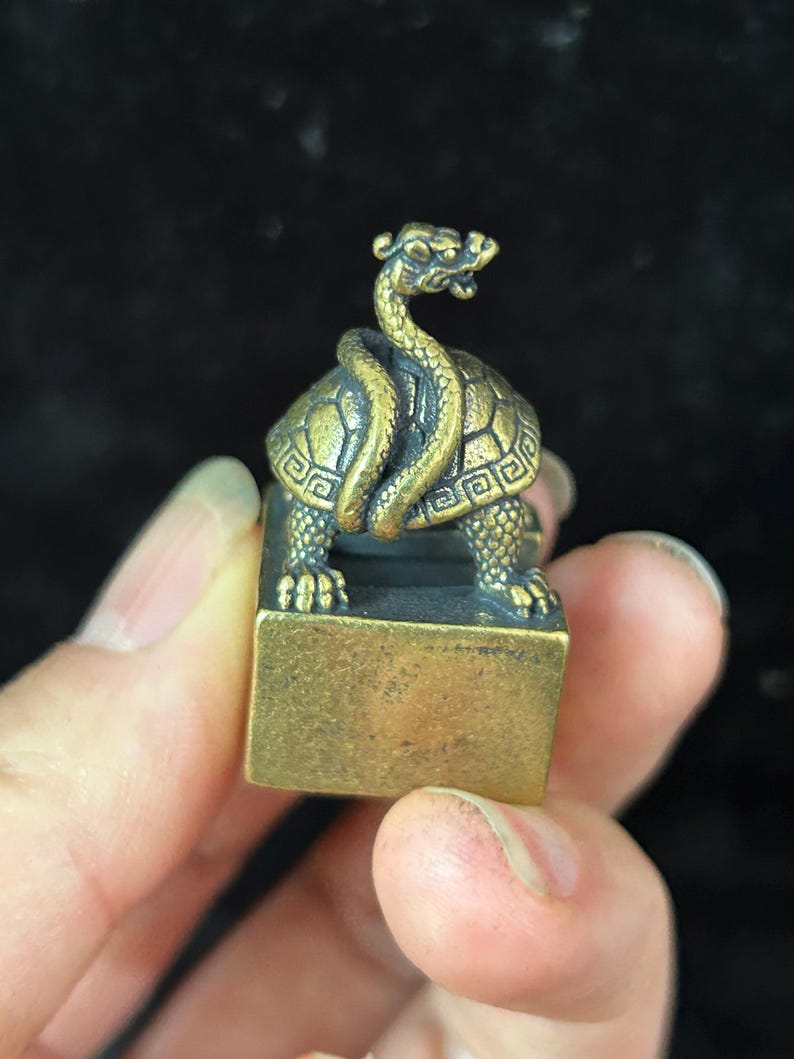 Aisa Ancient Copper Dragon Turtle Seal Statue,brass Dynasty Palace Lion ...