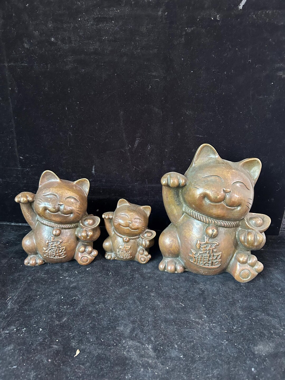 Maneki Neko Copper Statue Antique Sign,lucky Cat Statue Feng Shui Bar ...