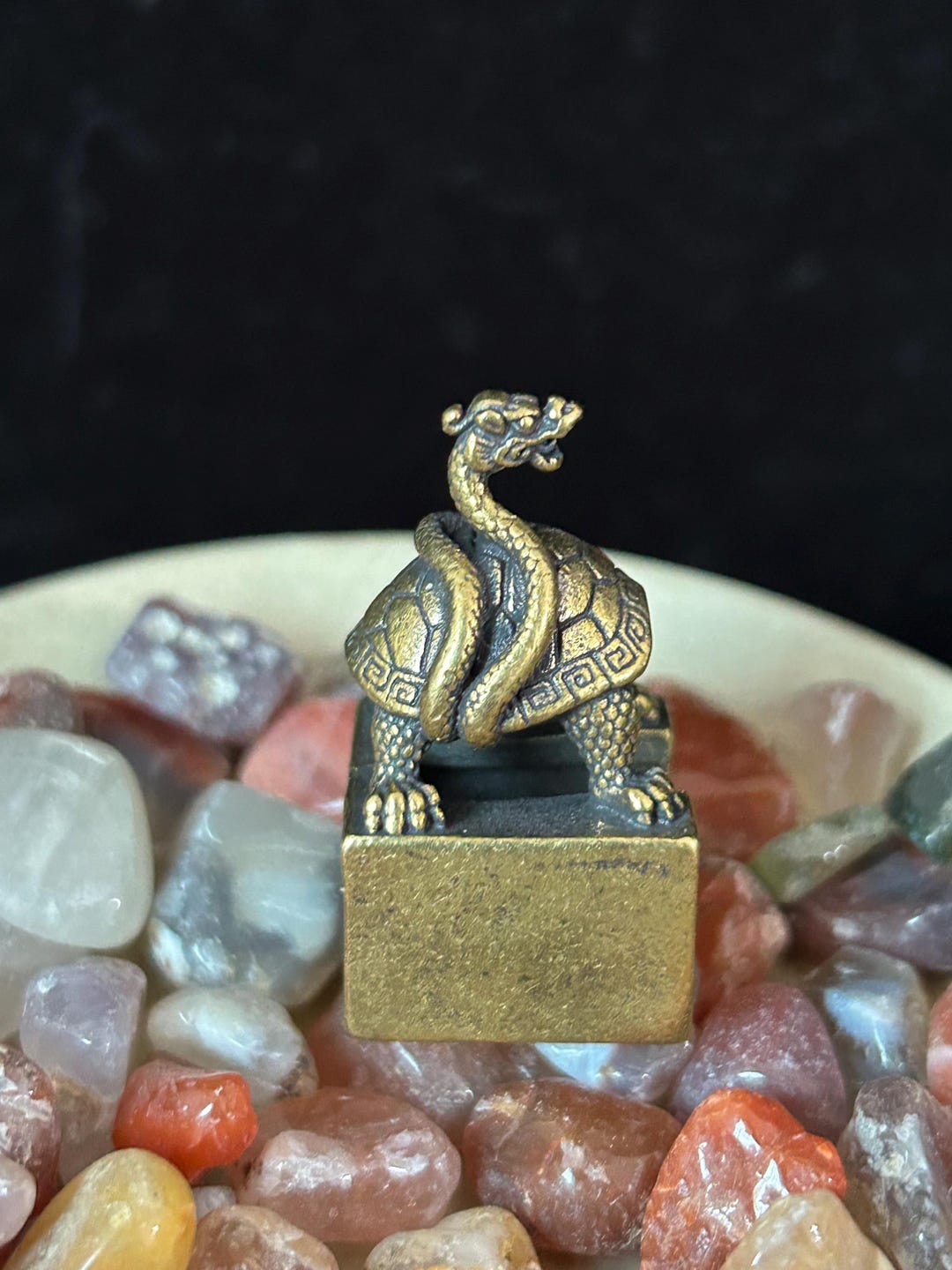 Aisa Ancient Copper Dragon Turtle Seal Statue,brass Dynasty Palace Lion ...