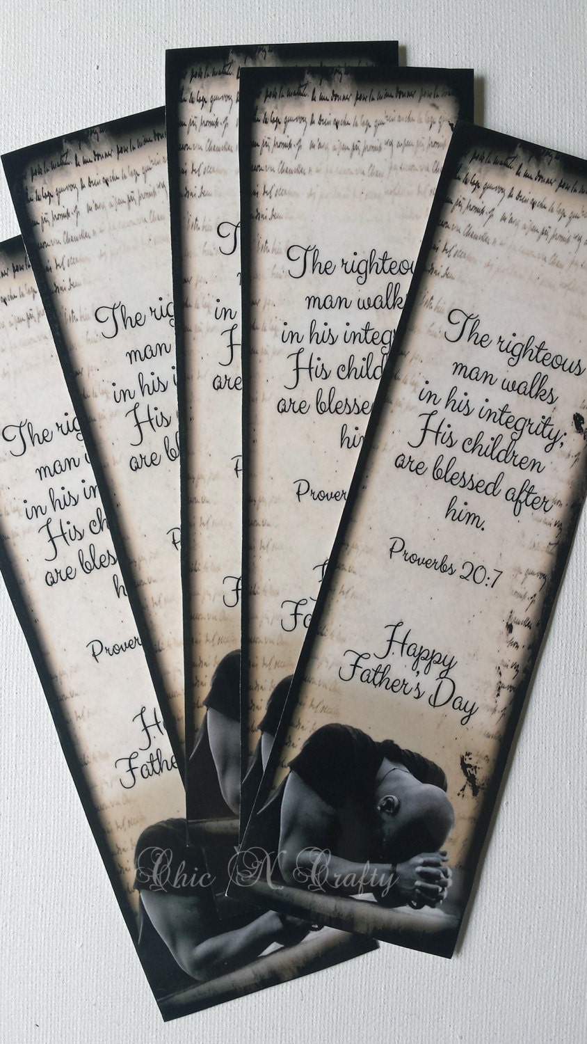 DIY Printable Bookmark FATHERS DAY Proverbs 20:7religious - Etsy
