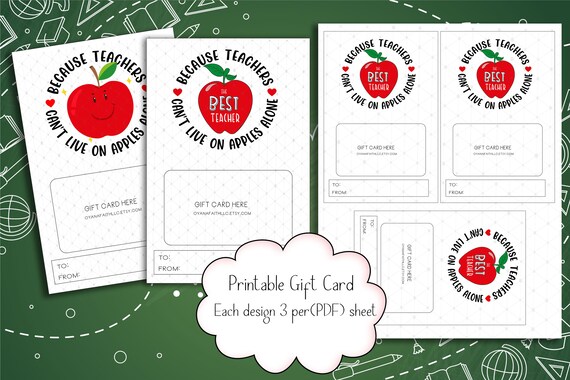 Teacher Gift, Printable Gift Card Holder, Gift Card Holder, Back To ...