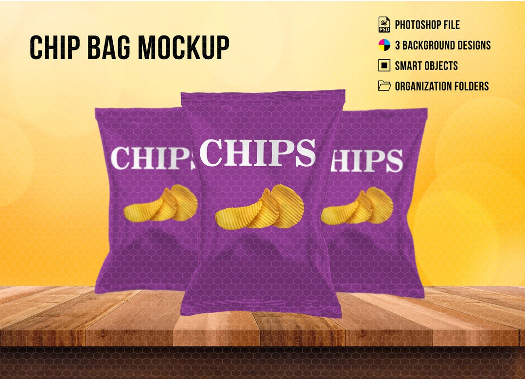 Chip Bag, Chip Bag Mockup, PSD Mockup, Instant Download Template ...