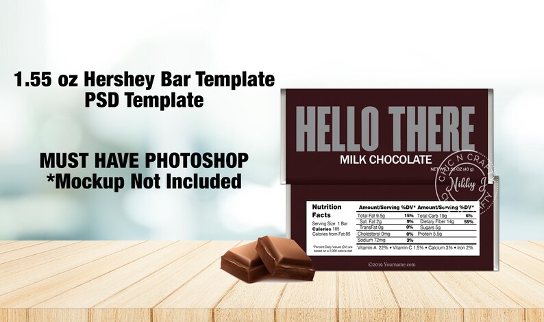 HERSHEY Candy Bar Wrapper Template 1 55 Oz Candy Wrapper Etsy