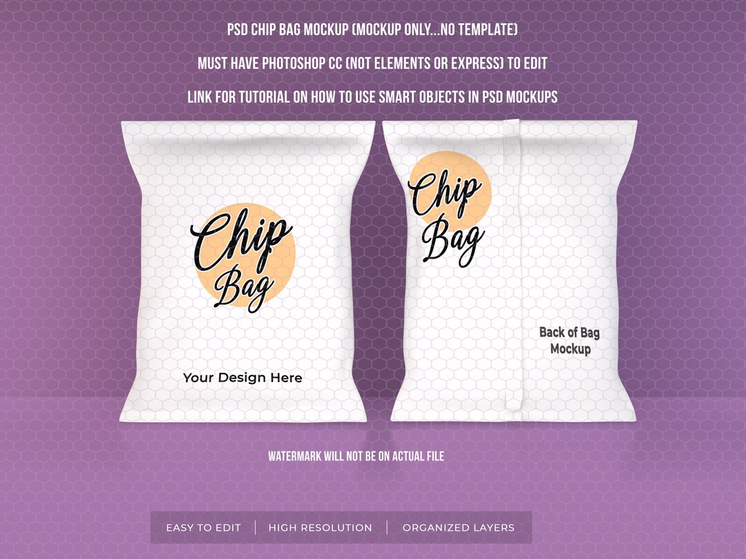 Chip Bag, Chip Bag Mockup, PSD Mockup, Instant Download Template ...