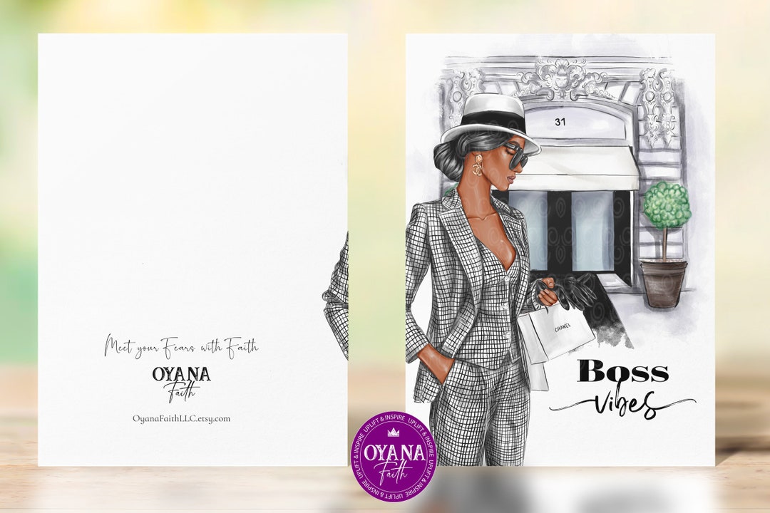 Girl Boss, Boss Vibes, Best Friend Card, Bestie Card, Black Greeting ...