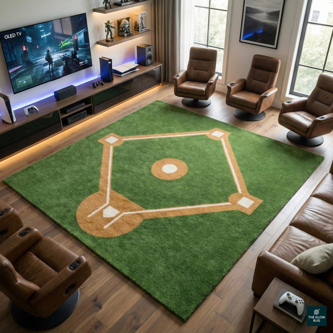 Hand-tufted Wool Baseball Field Rug | Sports Room Decor - Etsy