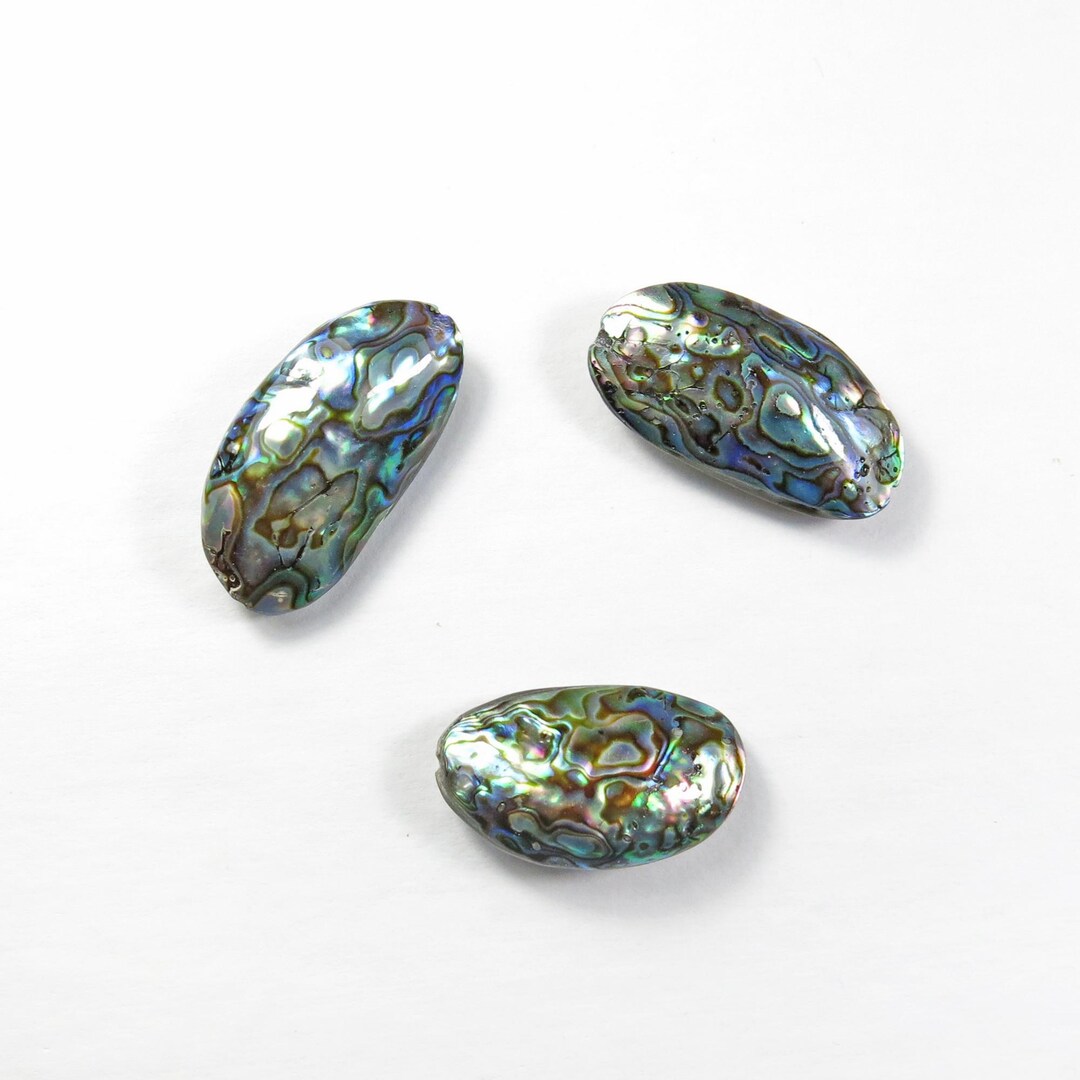 Baby Abalone Beads - Double Sided, Drilled Natural Shell Pendant Focal ...