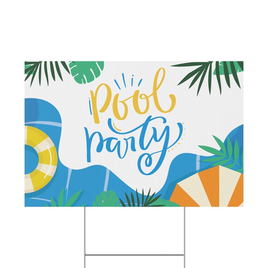 Colorful Pool Party Yard Sign, Summer Decoration, Outdoor Signage ...