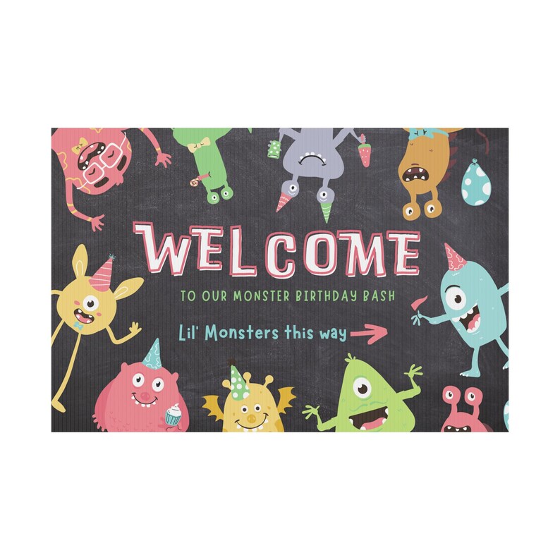 Colorful Monster Birthday Yard Sign, Kids Party Decor, Fun Outdoor Sign ...