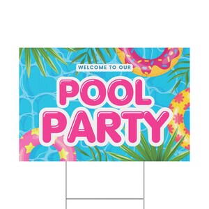 Inflatable Pool Party Sign, Bright Tropical Yard Decoration for Summer ...