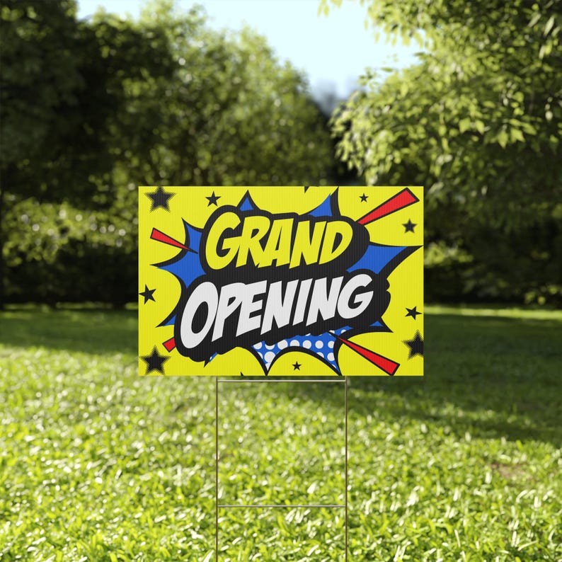 Bold Grand Opening Plastic Yard Sign, Business Launch Signage, Outdoor ...