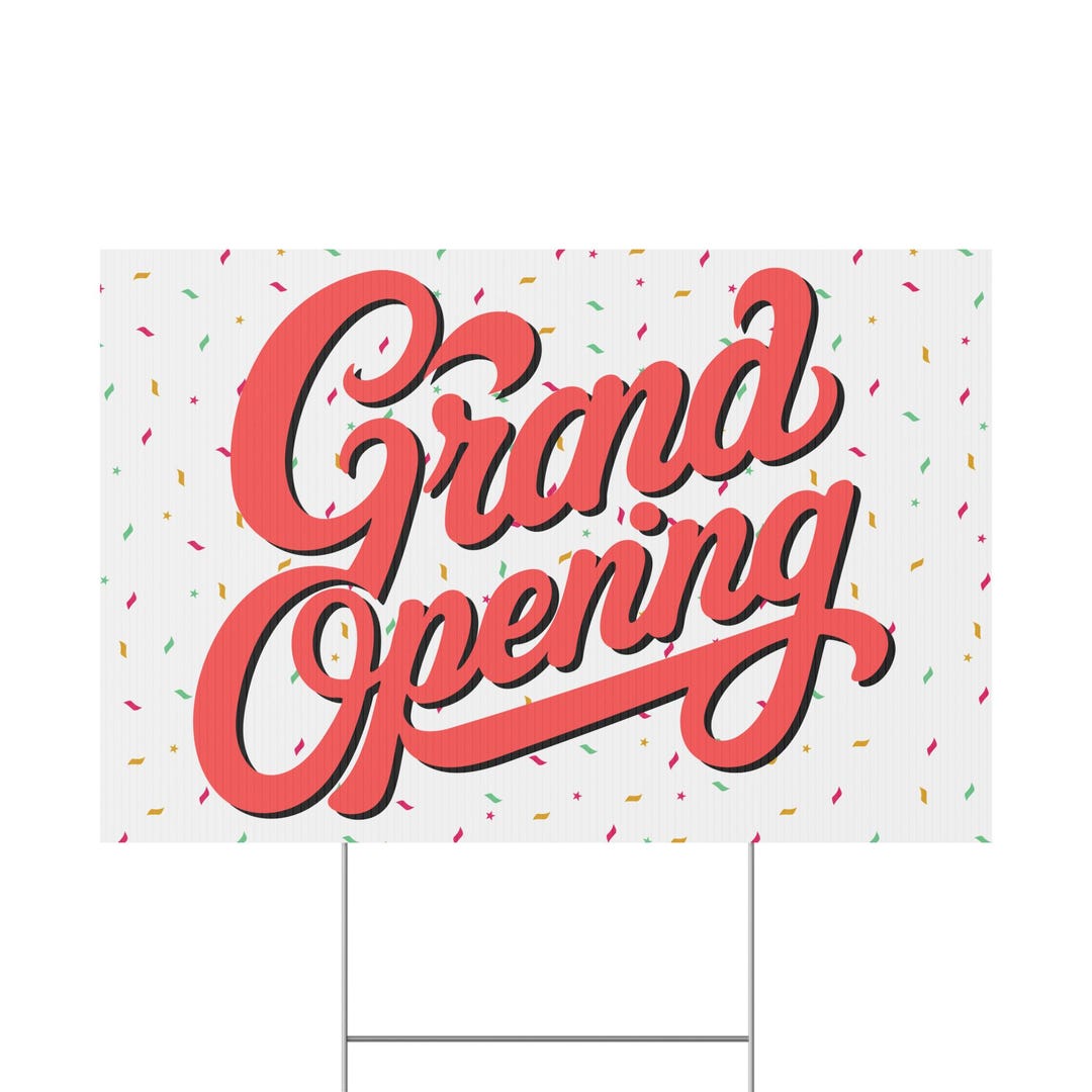 Grand Opening Plastic Yard Sign, Event Signage, Outdoor Decoration ...