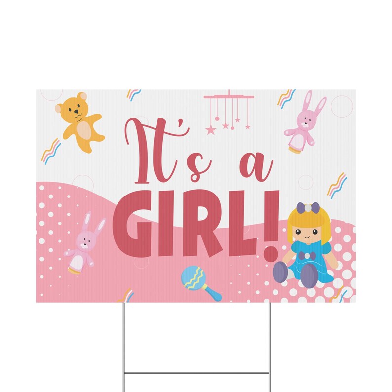 Baby Shower Plastic Yard Sign - Cute Girl Celebration Decoration ...