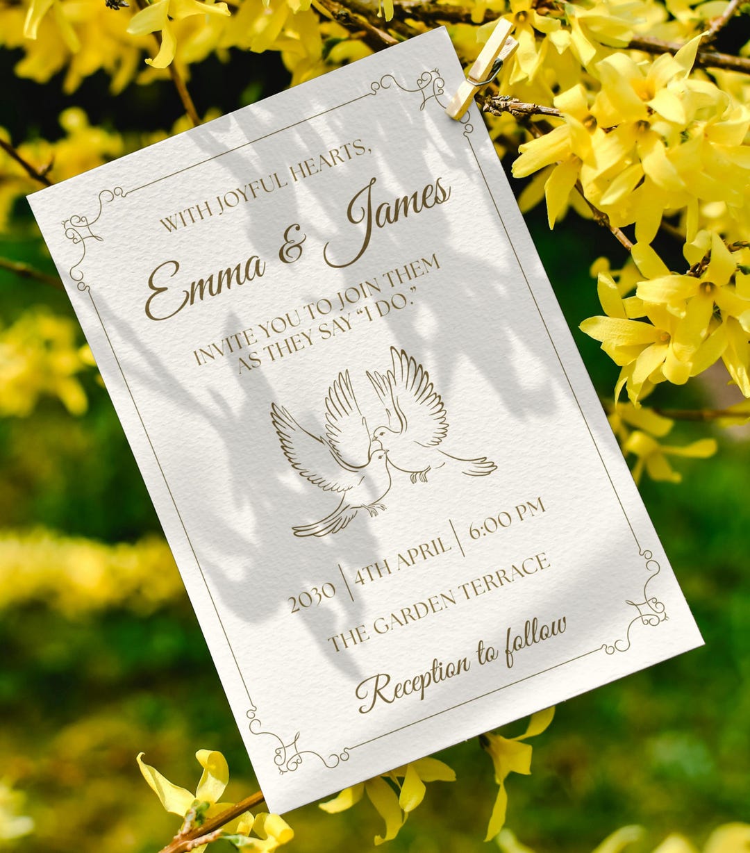 Wedding Invitation Classic Elegant Dove Set (digital Editable Canva ...