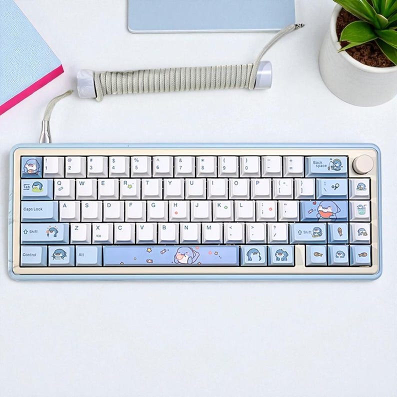 Cute Shark Keycaps Set – 131 Keys Cherry Profile PBT Keycap Kit for ...