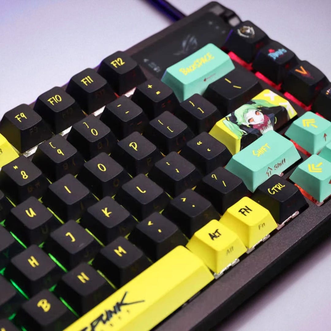 Neon-themed Mechanical Keycaps, Dual Legends (top + Side Print), 124 ...