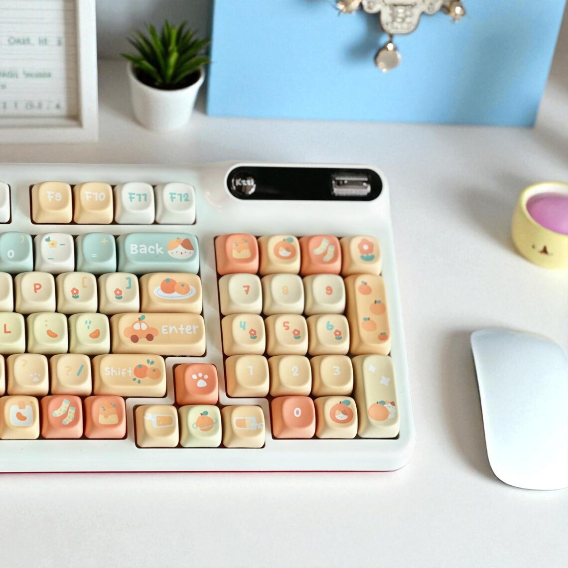 131-key Orange Flower Theme Keycap Set, Cartoon Keycaps, PBT Keycaps ...