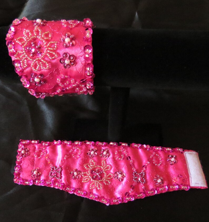 Pink Beaded Wrist Cuffs - Etsy