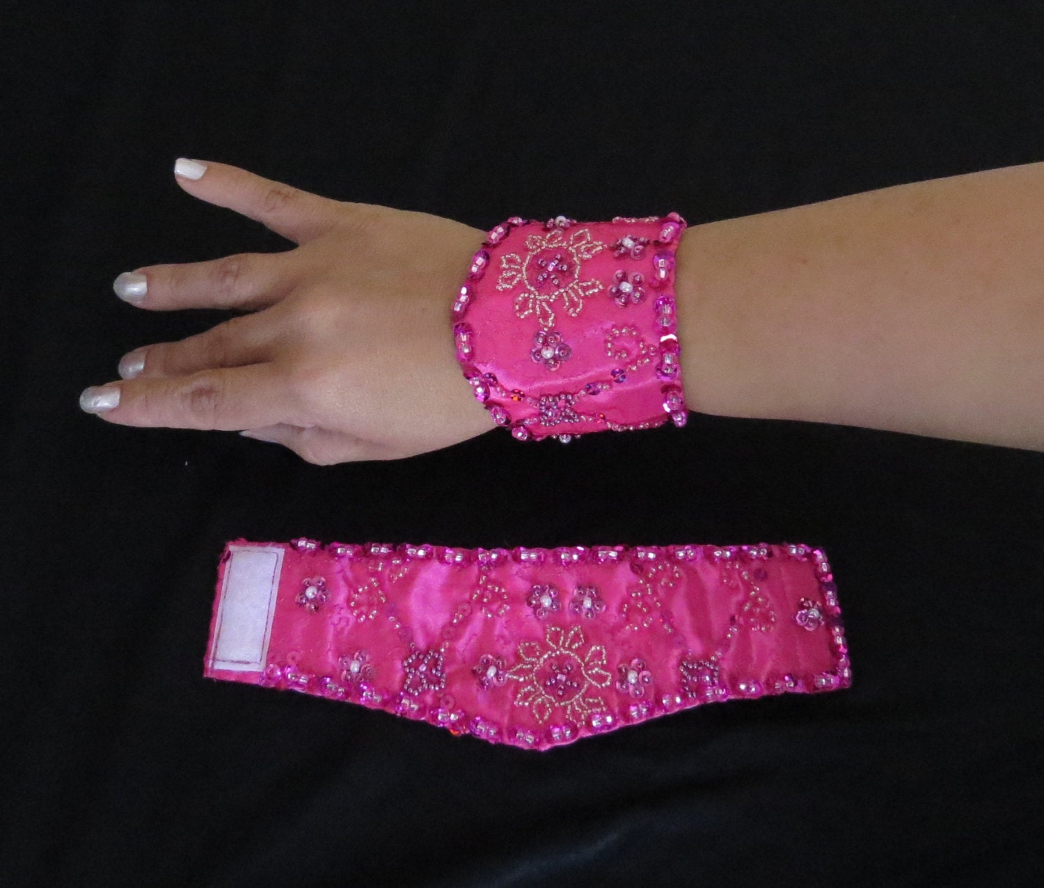 Pink Beaded Wrist Cuffs - Etsy