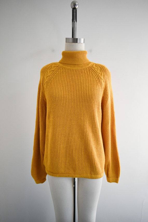 1980s Mustard Yellow Ribbed Knit Sweater - Gem