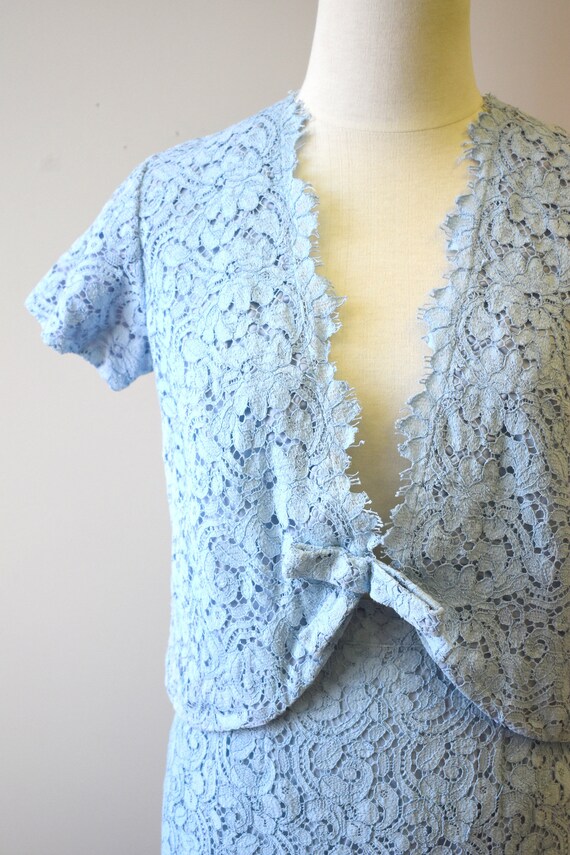 1960s Leslie Fay Blue Lace Jacket and Skirt - Gem