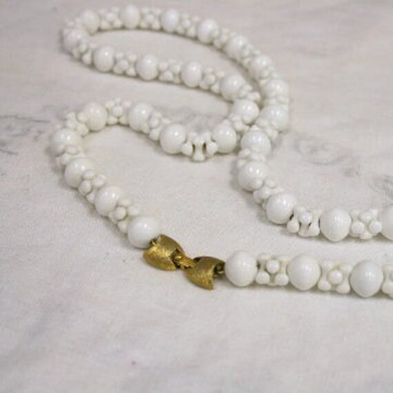 1960s Monet White Bead Necklace - Gem