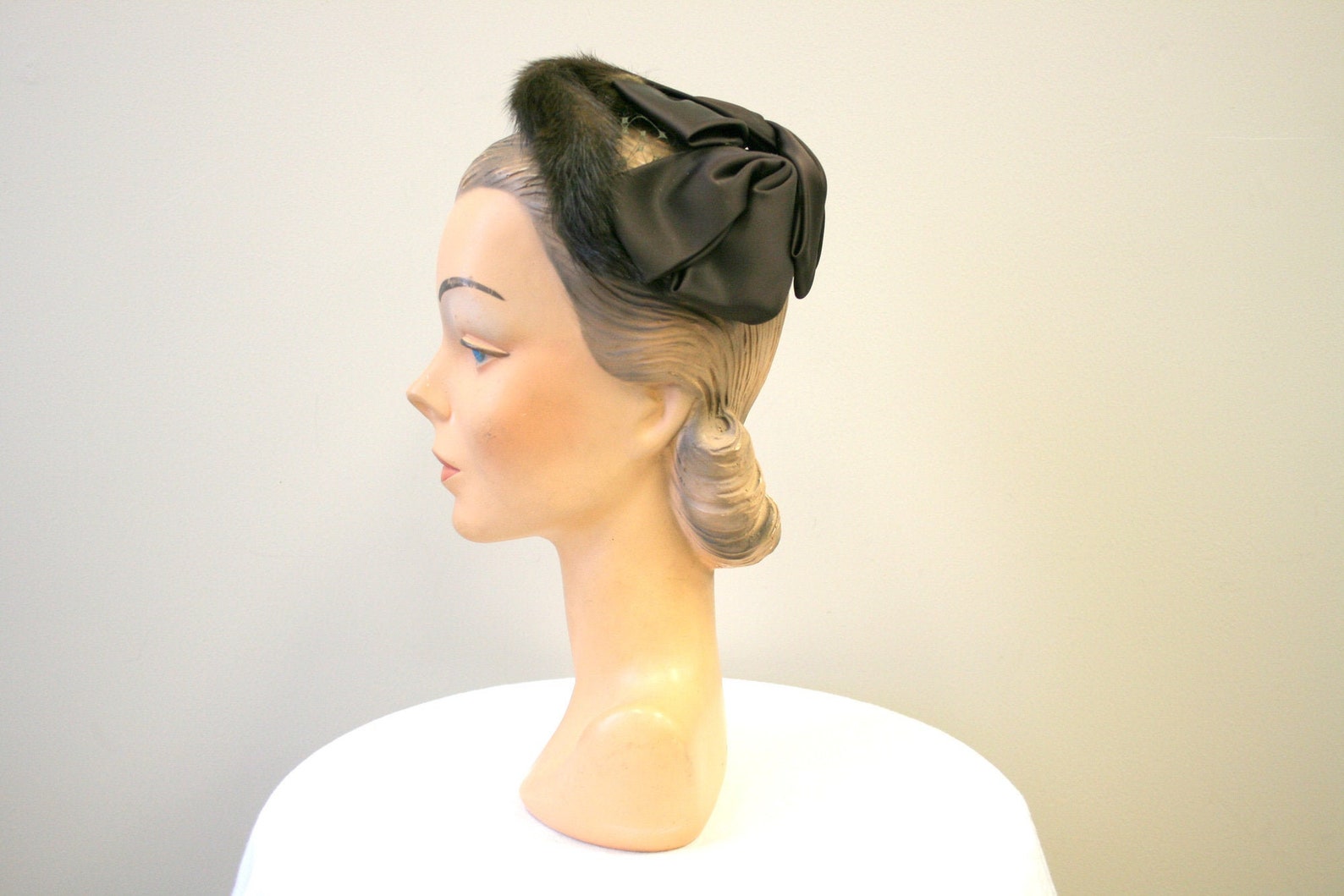 1950s Coquette Brown Fur and Satin Bow Hat - Etsy