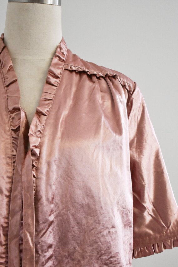 Antique Rose Pink Satin Bed Jacket - Gem