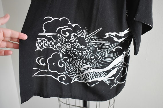 1970s Japanese Black and White Dragon Robe/Jacket - Gem