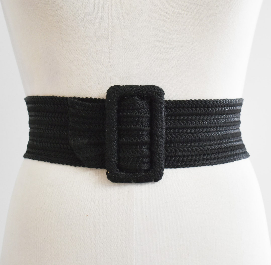 1980s Black Wide Gimp Trim Belt - Etsy
