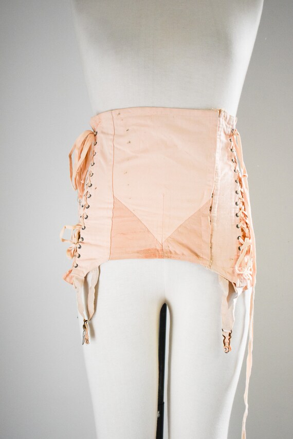 1930s "Famous Gale" Peach Lace Up Scientific Support … - Gem