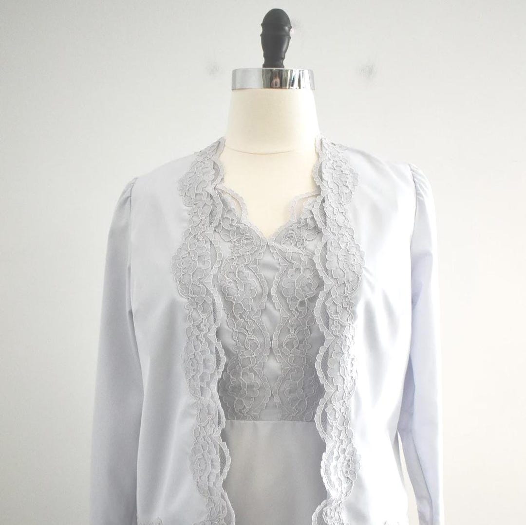 1970s Icy Blue-gray Dress and Jacket Set - Etsy