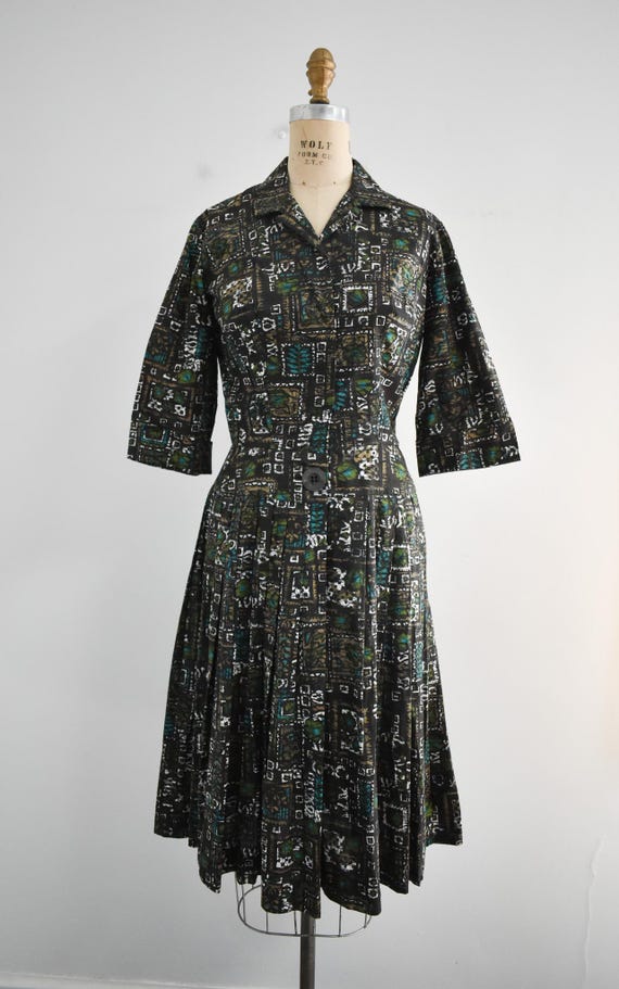 1950s Craely Polynesian Batik Dress - Gem