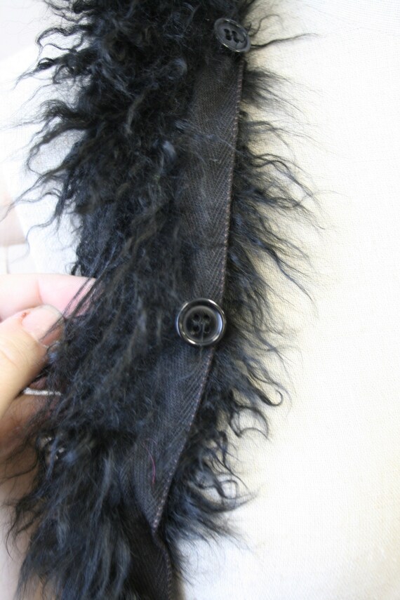 1960s Curly Black Fur Collar - Gem