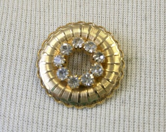 Golden Circle / Wreath With Rhinestone Bow Pin - Etsy