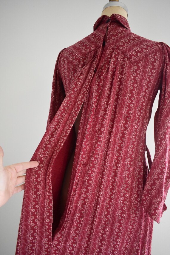 1800s Deep Red Cotton Calico Dress - Gem
