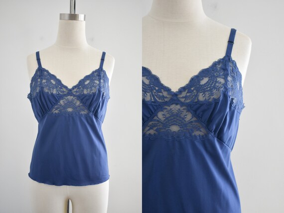 1970s Shadowline Deep Blue Camisole - Gem