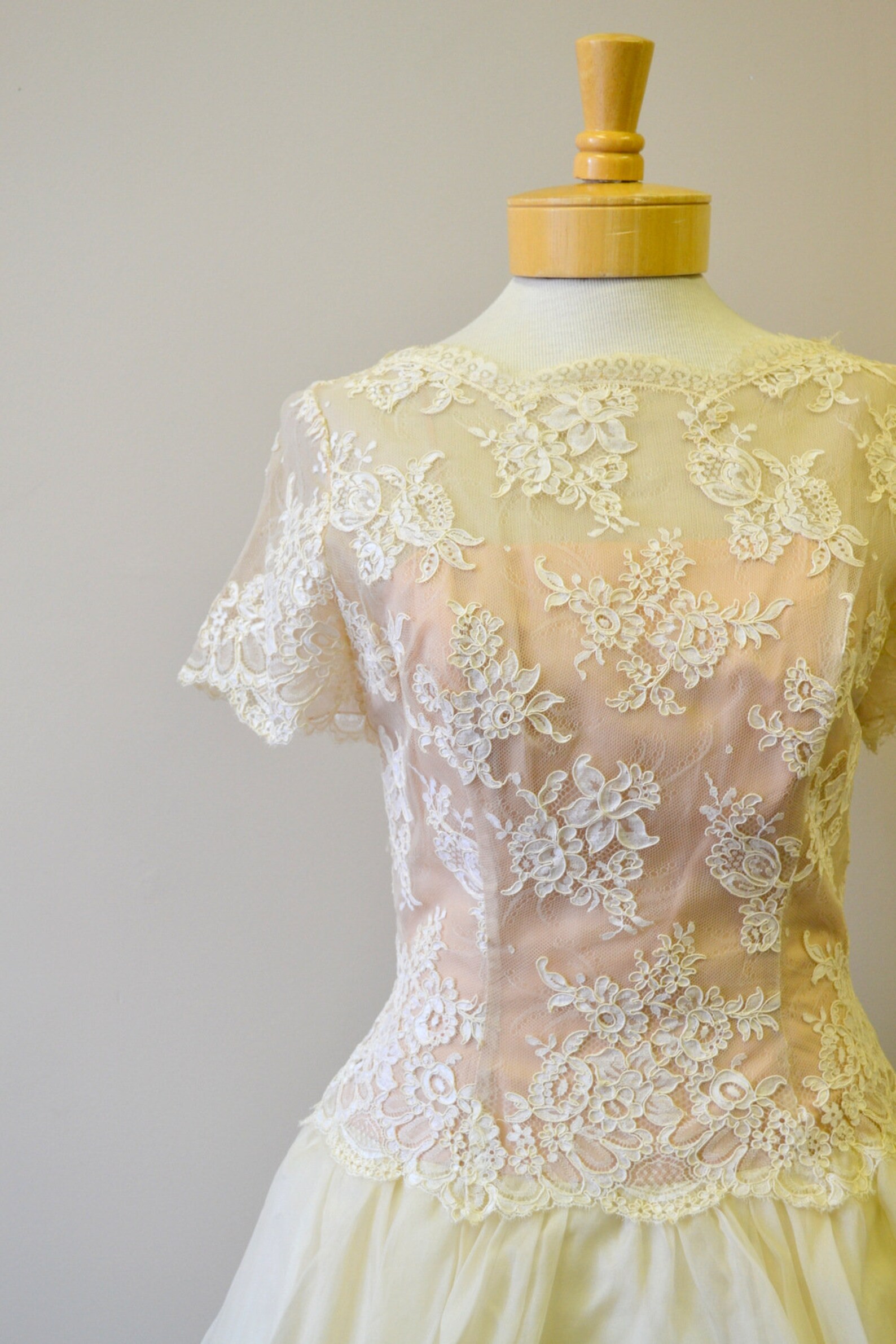 1950s Mr. Frank Cream Lace and Organdy Dress - Etsy