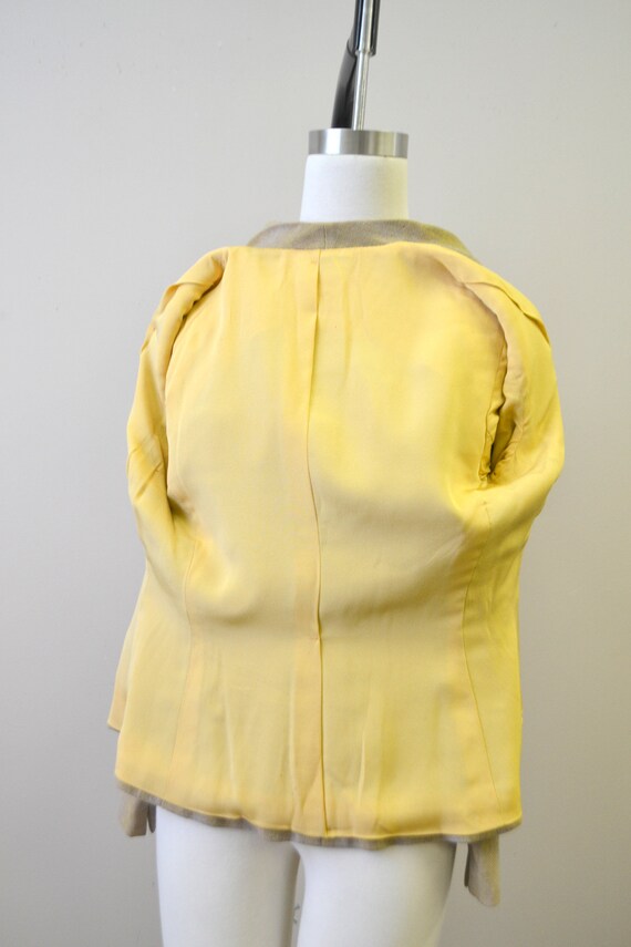 1940s Yellow and Beige Striped Wool Jacket - Gem