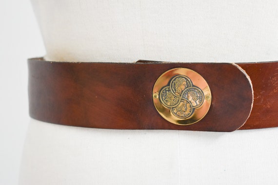 1950s Garay Leather Belt with Metal Coin Discs - Gem