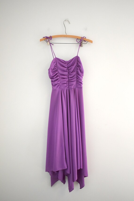 1970s Purple Ruched Dress - Gem