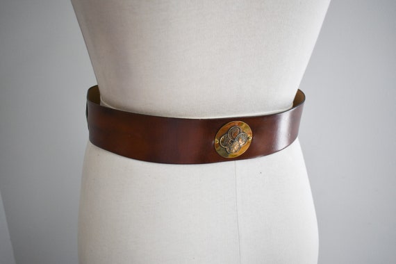 1950s Garay Leather Belt with Metal Coin Discs - Gem