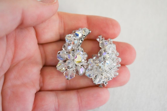 1960s Comma Shaped Iridescent Crystal Bead Cluster Cl… - Gem