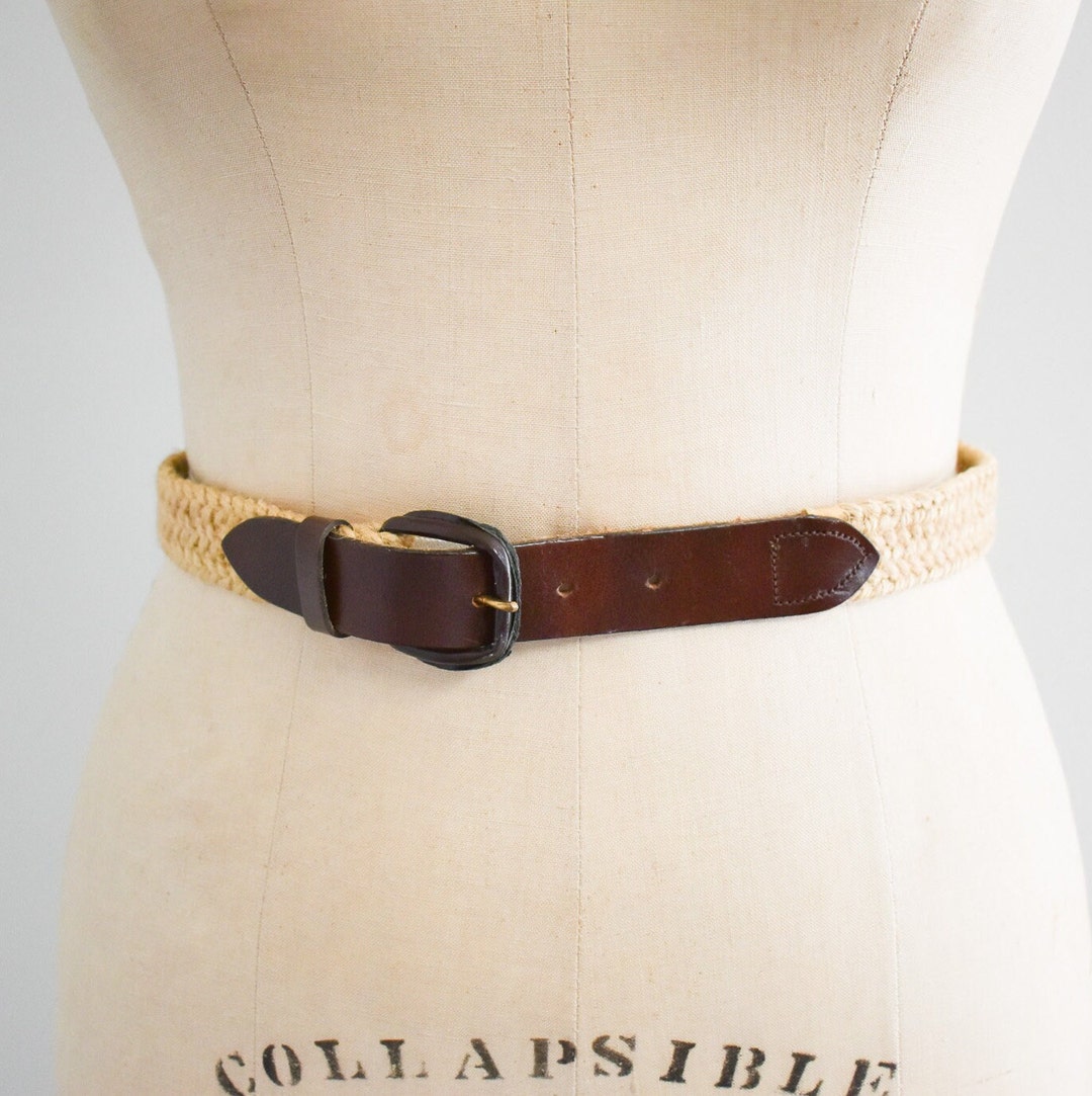 1970s/80s Jute and Leather Belt - Etsy