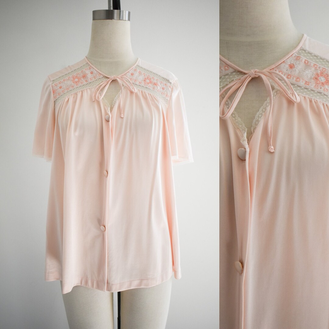 1960s Peach Short Sleeve Bed Jacket - Etsy