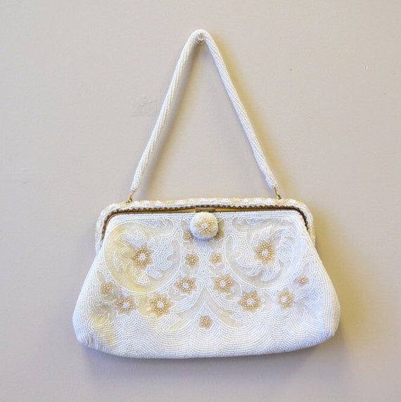 1950s Walborg White Beaded Evening Purse - Gem