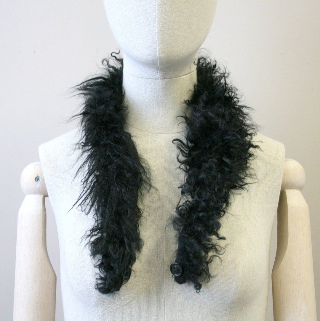 1960s Curly Black Fur Collar - Etsy