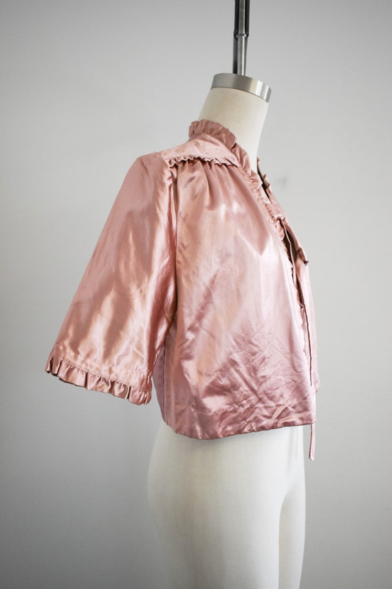 Antique Rose Pink Satin Bed Jacket - Gem